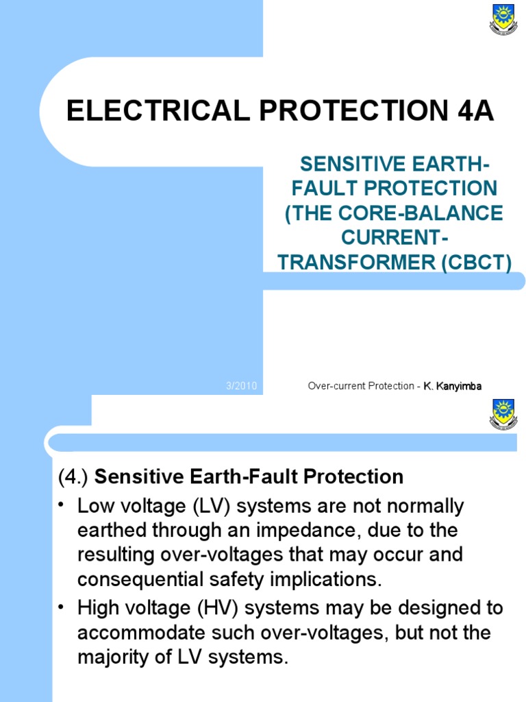 EPR410S - LECTURE NOTES - LEC. 36 - Earth-Fault Protection - CBCT | PDF ...