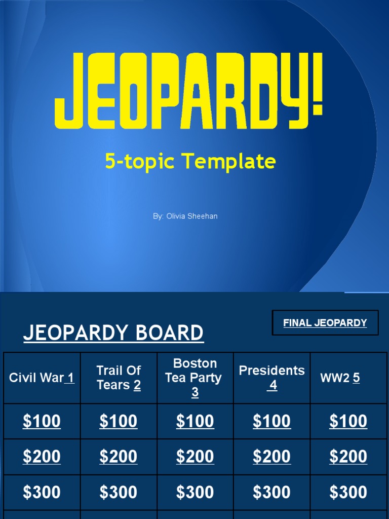Civil War and History Jeopardy Game | PDF | American Civil War | Civil ...