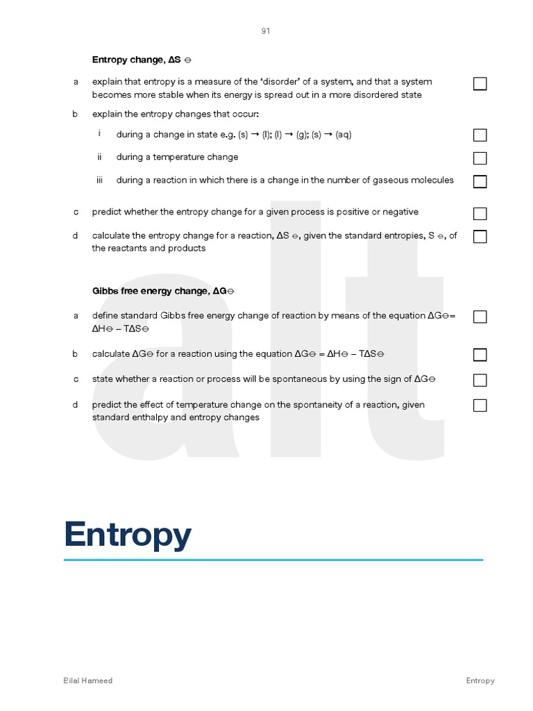 A2 Entropy Notes | PDF | Gibbs Free Energy | Chemical Reactions