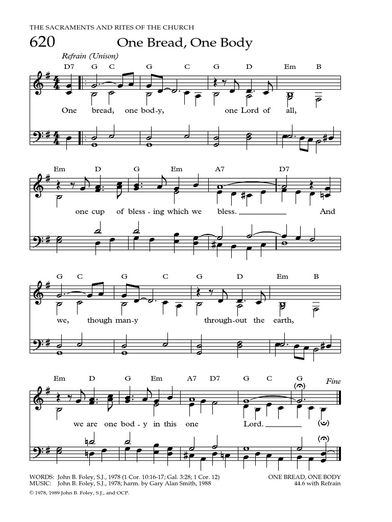 One Bread, One Body: Refrain (Unison) | PDF