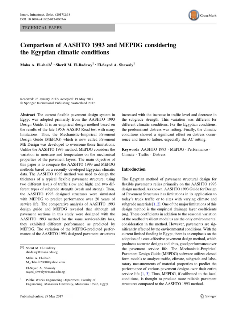 AASHTO 1993 vs MEPDG in Egypt | PDF | Road Surface | Nature