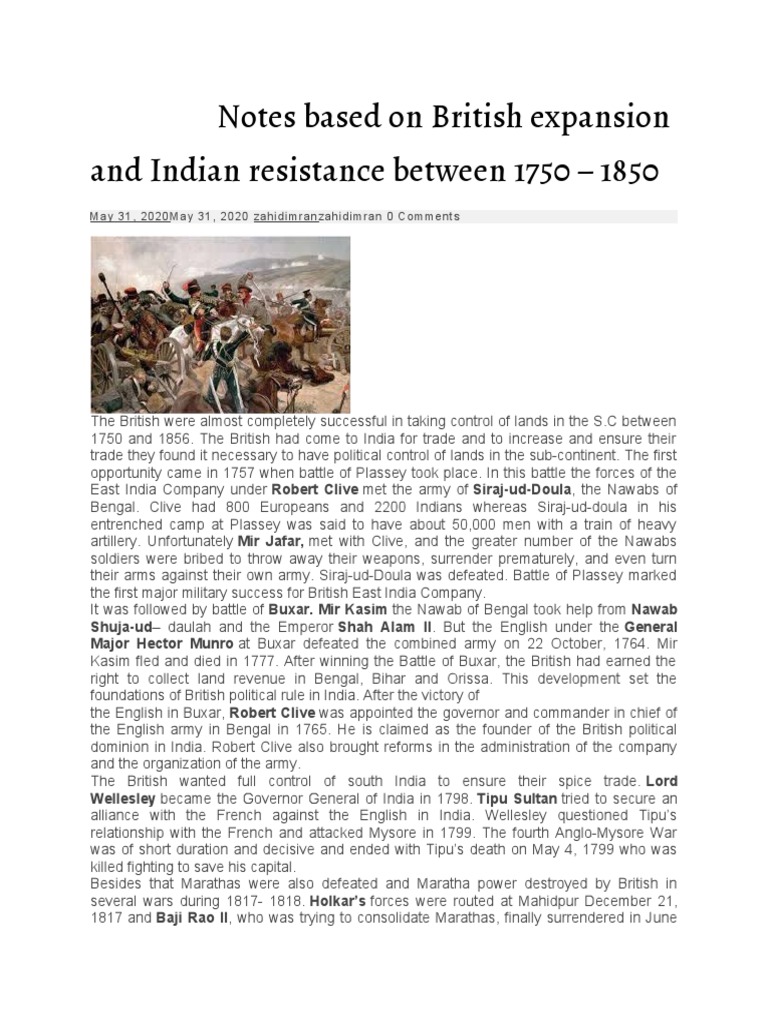 British Conquest and Indian Resistance 1750-1850 | PDF | British India ...