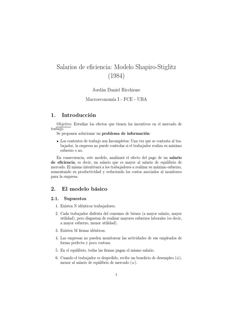 Shapiro Stiglitz Salarios - de - Eficiencia | PDF | Labor | Ciencias ...