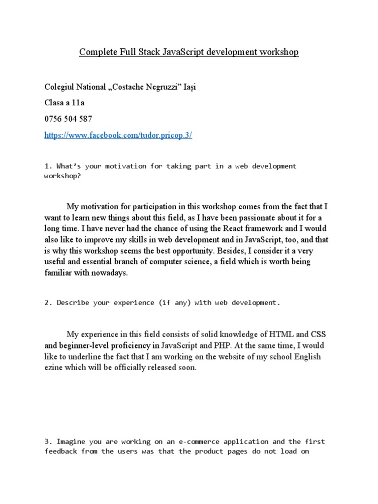 Complete Full Stack JavaScript Development Workshop | PDF | World Wide ...