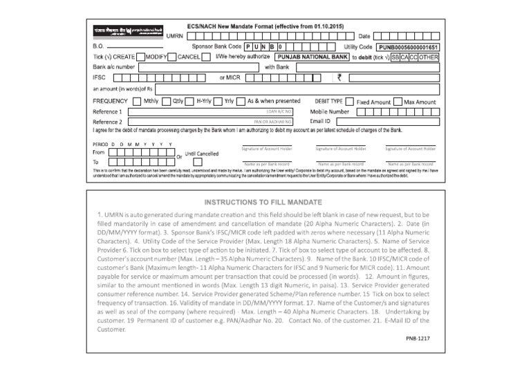 Nach Mandate Form | PDF