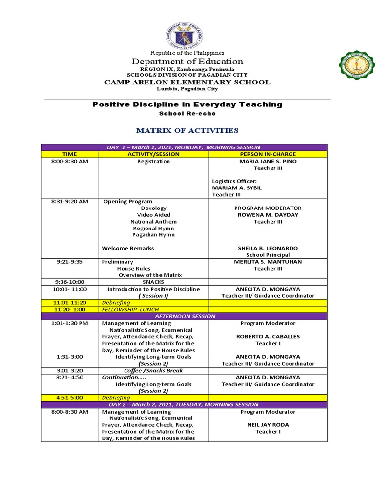 Matrix of Activities Guidance | PDF | Wellness