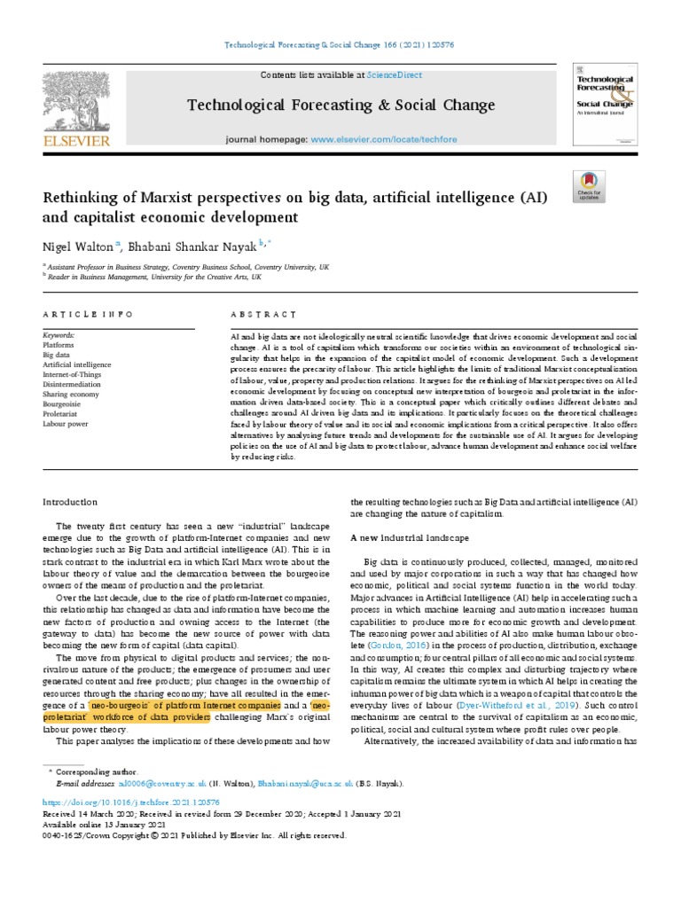 Rethinking of Marxist Perspectives On Big Data, Artificial Intelligence ...
