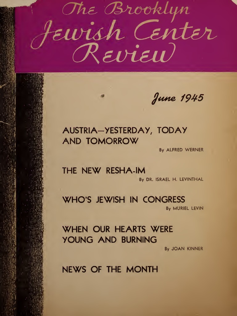 Brooklyn Jewish Center Review, Vol. 26 No. 38 | PDF | Sermon | Austria