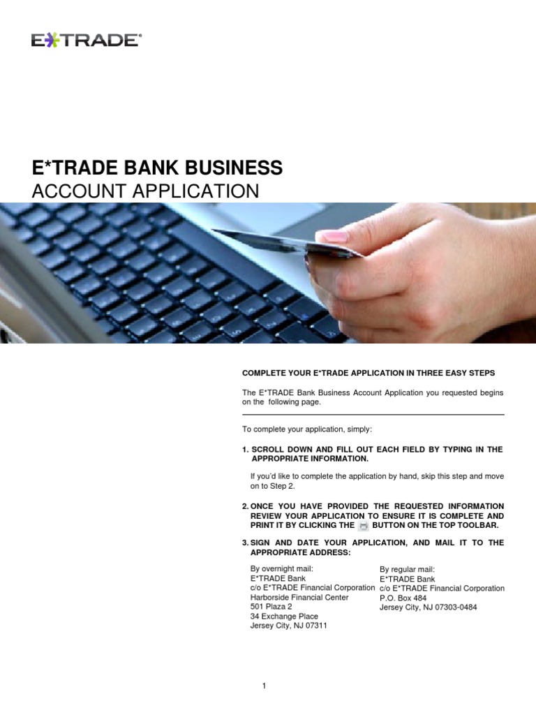 ETRADE Bank Application | PDF | Cheque | Banks