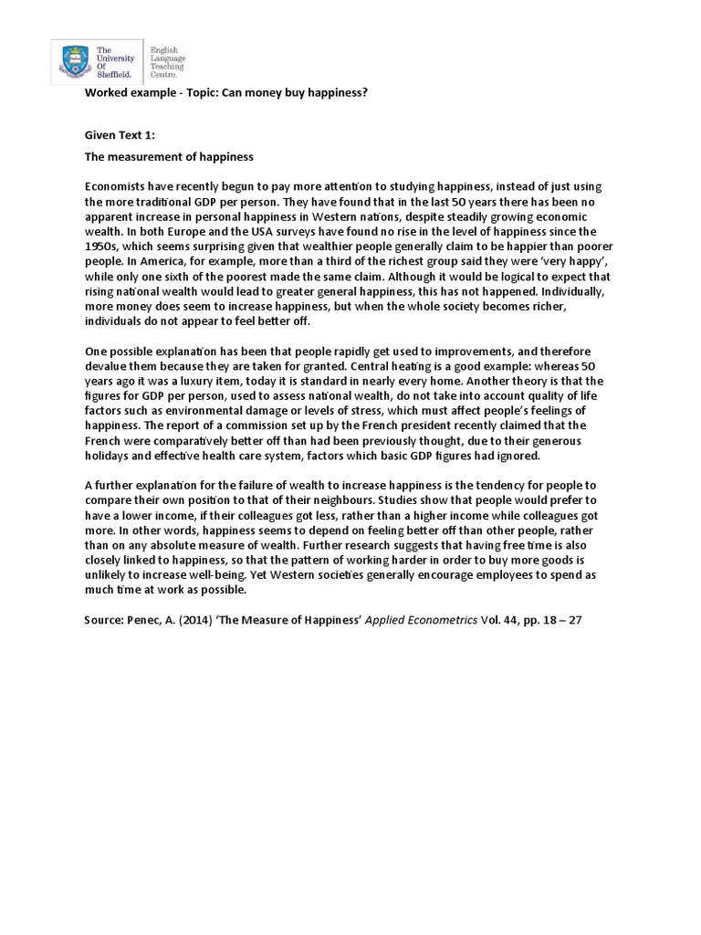 Reading Into Writing Sample FULL | PDF | Happiness | Quality Of Life