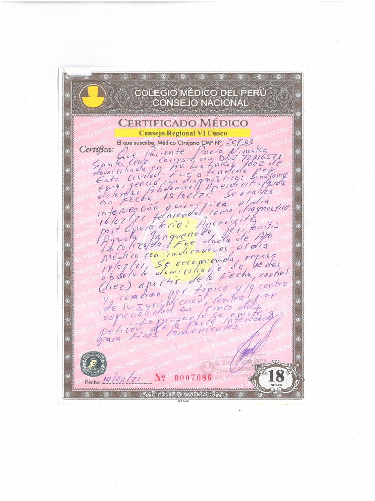 Certificado Medico Pdf