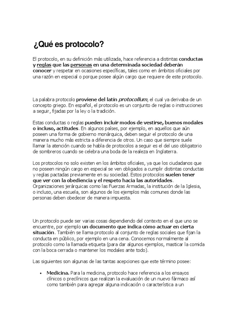 Qué Es Protocolo | PDF | Protocolos de internet | Medicina
