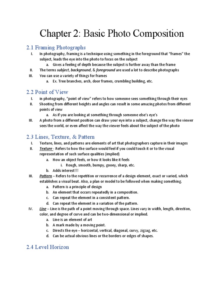 LKSD Digital Photography - Chapter 2 - Basic Photo Composition | PDF