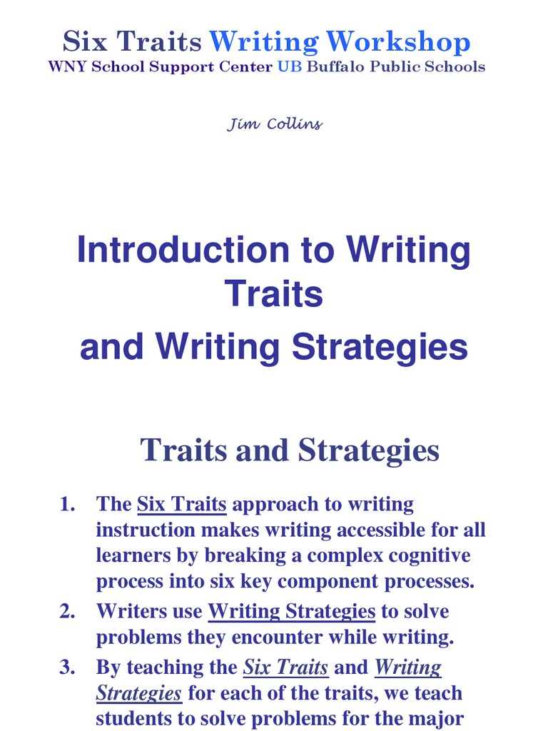 Six Traits Writing Workshop Overview | PDF | Self-Improvement