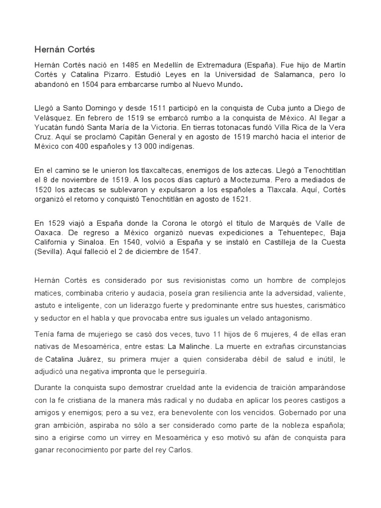Obras Más Importantes de Hernán Cortés | PDF | Hernán Cortés ...