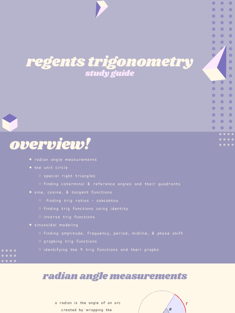 Trig Study Guide 1 | PDF | Trigonometric Functions | Elementary Geometry