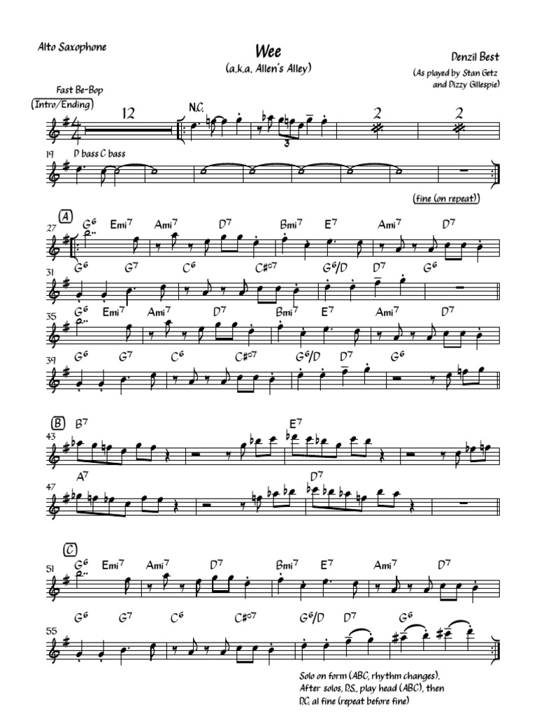 Wee (Eb) (Lead Sheet) | PDF | le jazz | Musique jazz