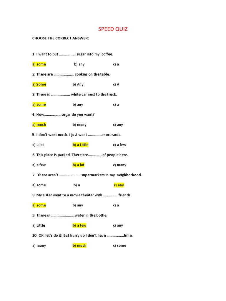 Speed Quiz: Choose The Correct Answer | PDF | Art