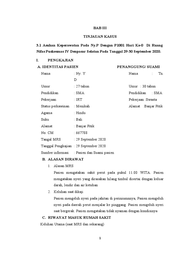 Asuhan Keperawatan Pasca Partum Ny. Y | PDF | Kesehatan Holistik