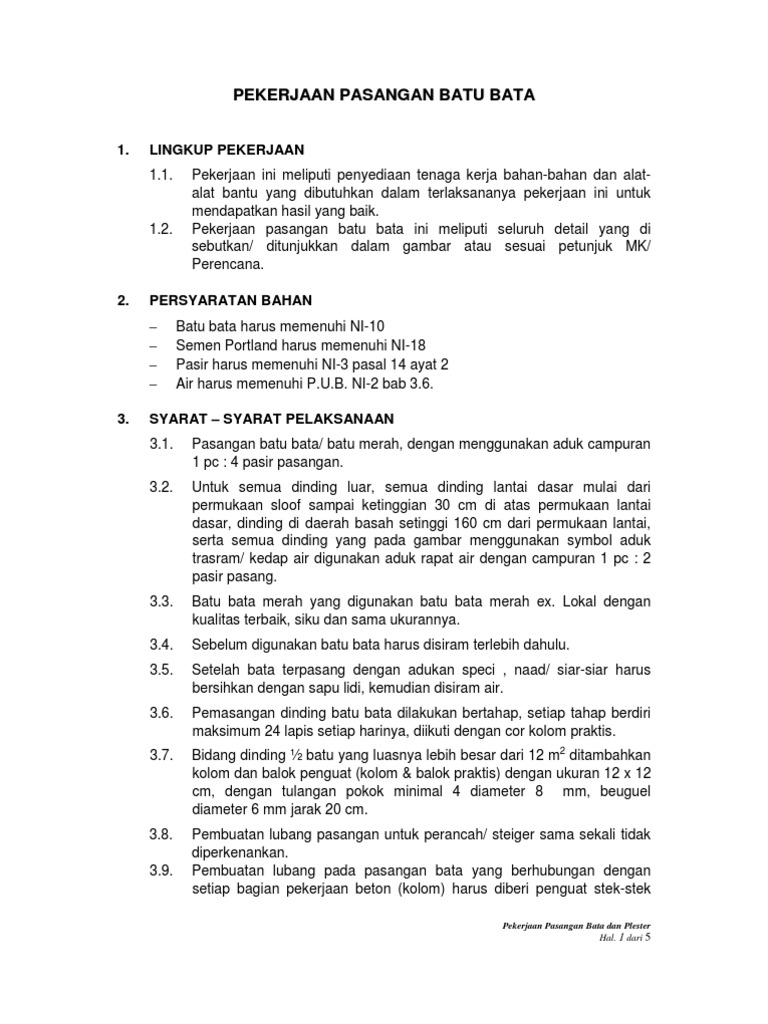 7.pek Pasangan Bata & Plester | PDF