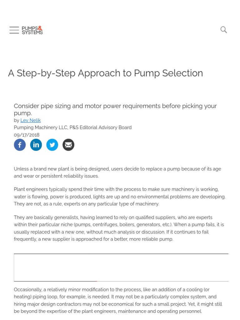 A Step-by-Step Approach To Pump Selection Pumps & Systems | PDF | Pump ...