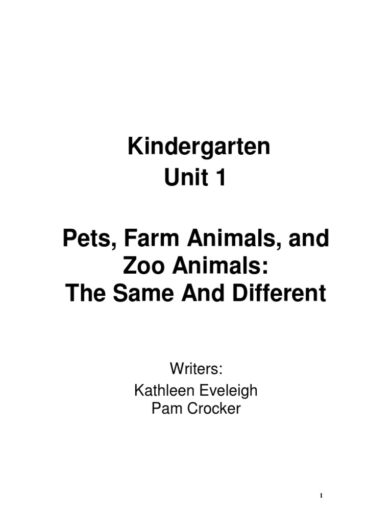 Kindergarten Animal Unit Overview | PDF