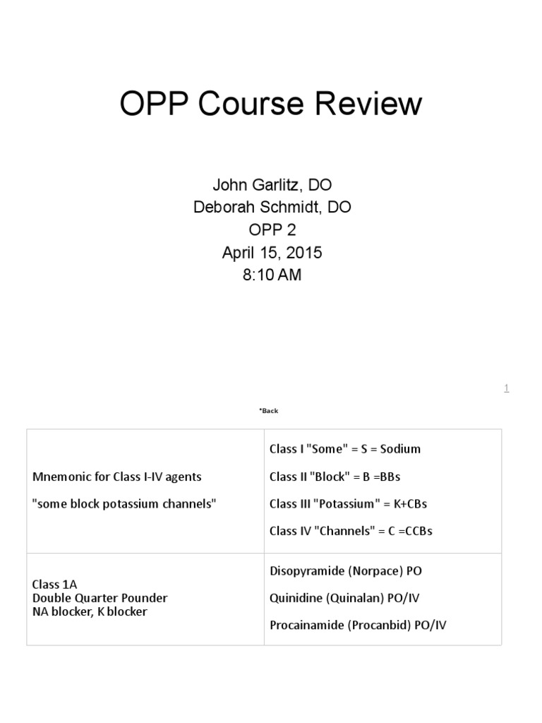 OPP Course Review: John Garlitz, DO Deborah Schmidt, DO Opp 2 April 15 ...