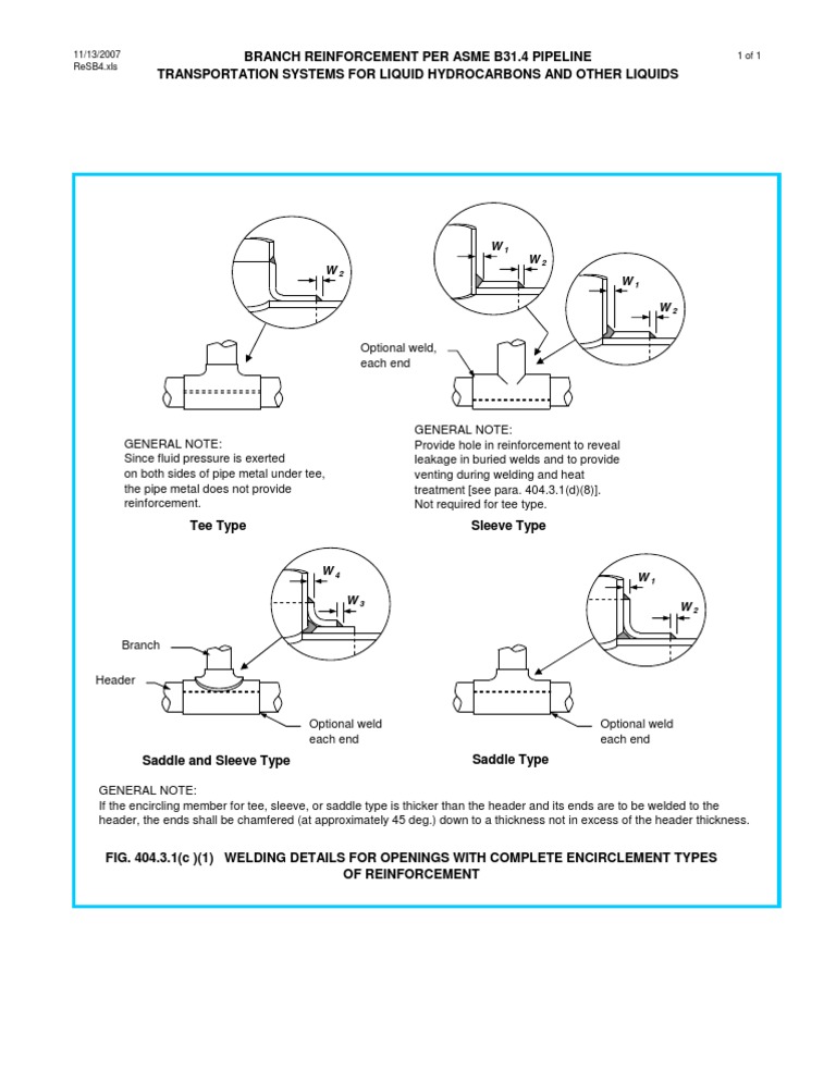 Branch Reinforcement Per Asme B31.4 Pipeline | PDF | Pipe (Fluid ...