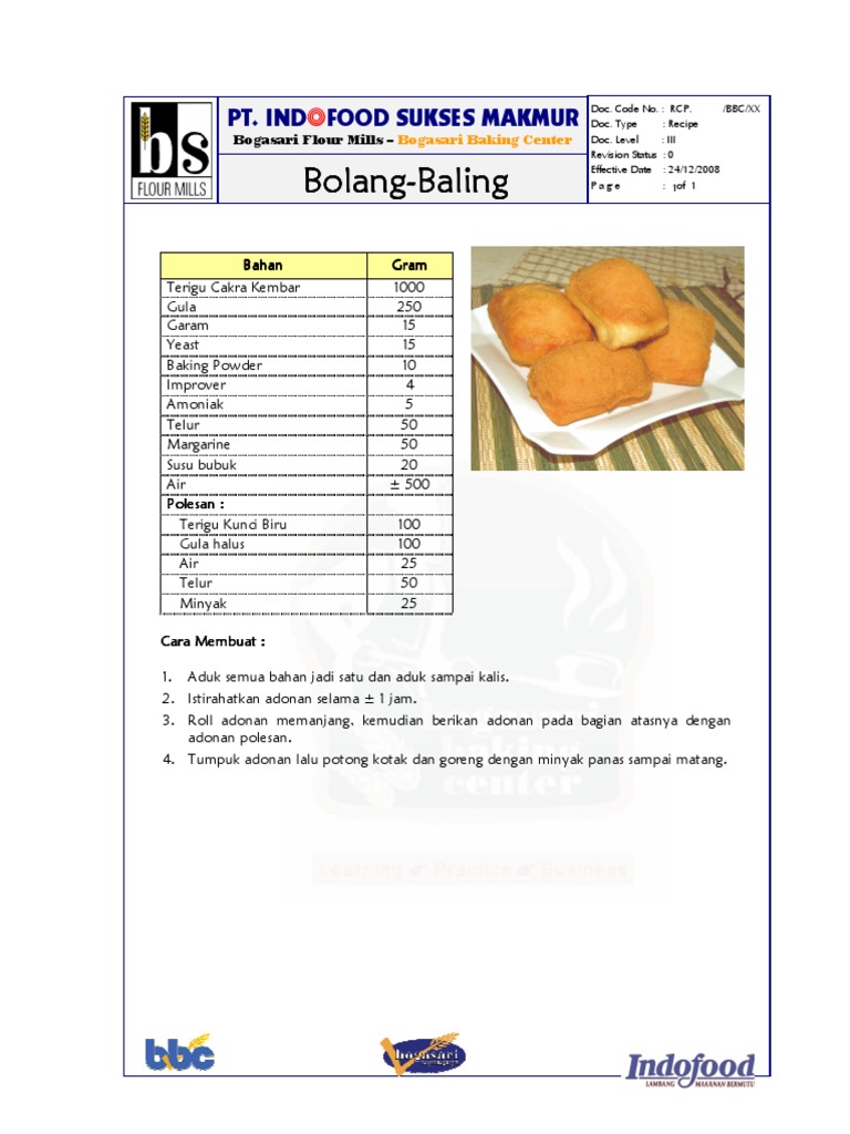 Resep Kue Bolang Baling Sederhana | PDF