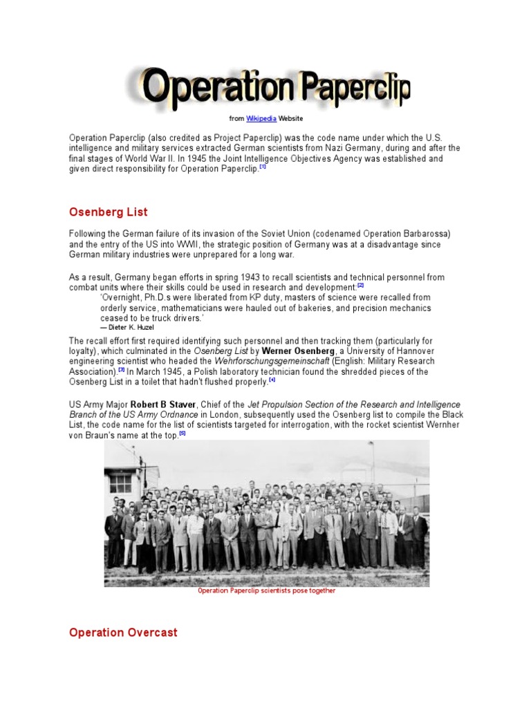 All About Operation Paperclip | PDF