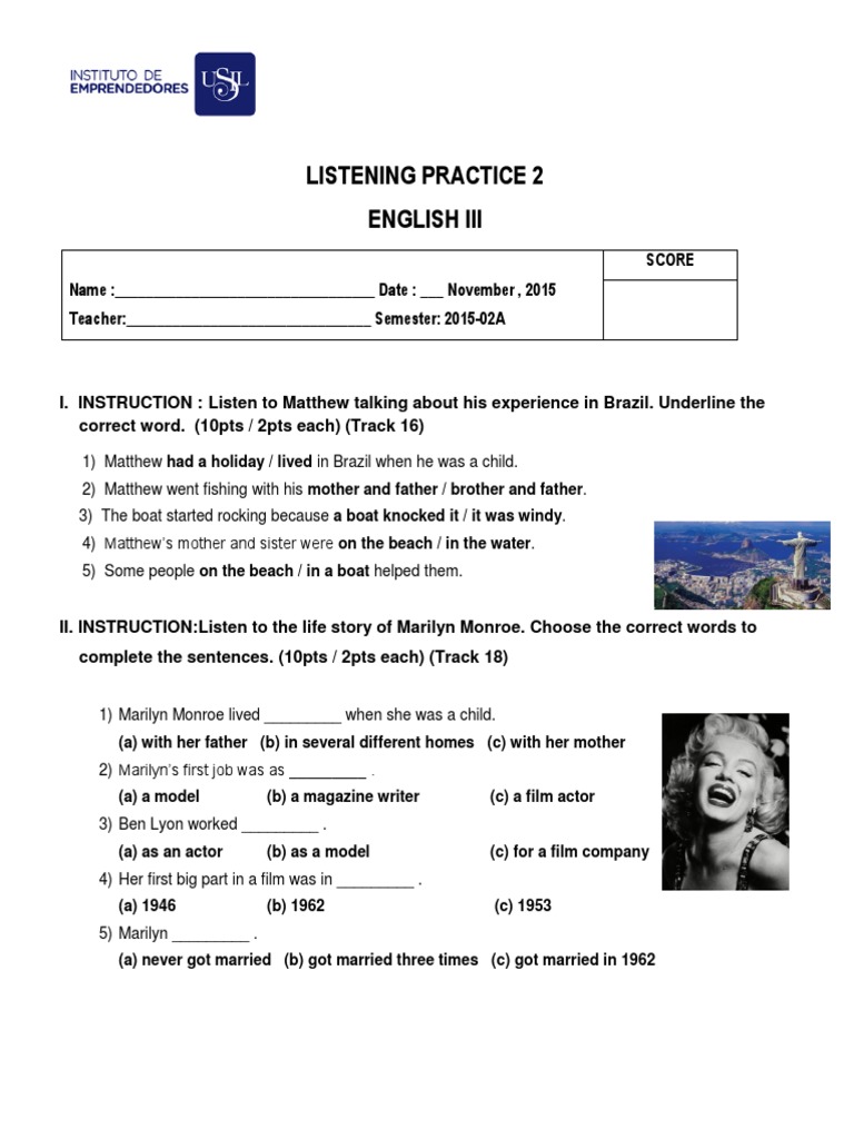 English Listening Practice Test | PDF