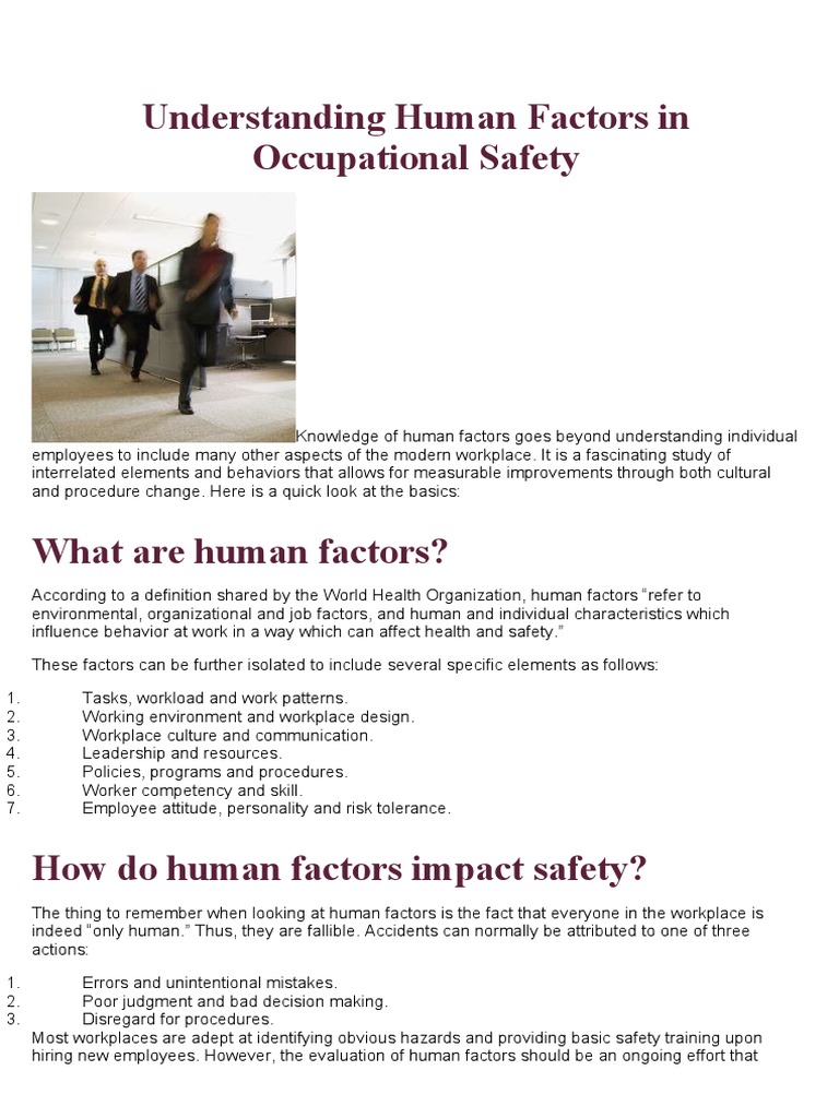 Understanding Human Factors in Occupational Safety | PDF | Human ...