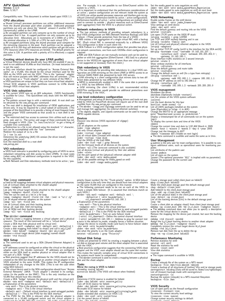 VIOS APV QuickSheet Guide | PDF