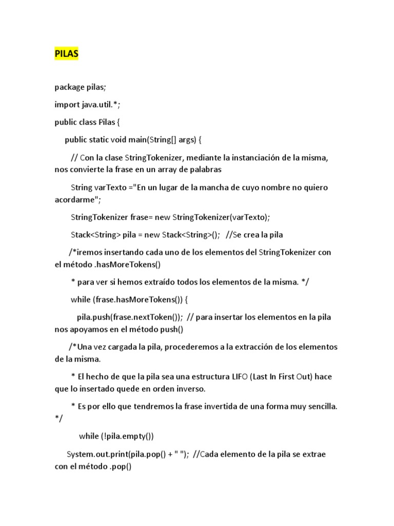 PILAS-COLAS en JAVA | PDF