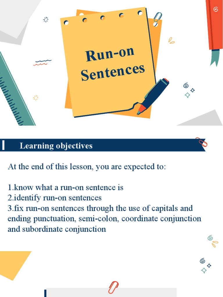 Fixing Run-On Sentences | PDF | Linguistic Morphology | Syntax