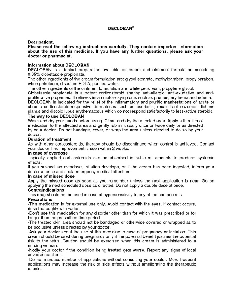 DECLOBAN | PDF | Topical Medication | Adverse Effect