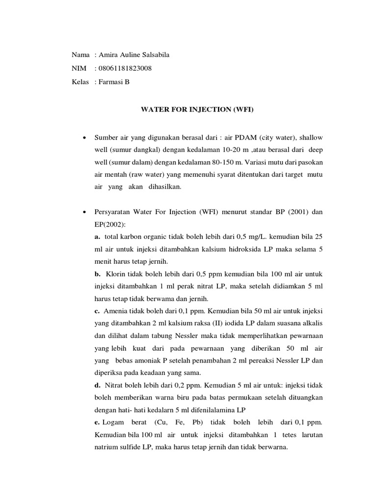 Water For Injection | PDF