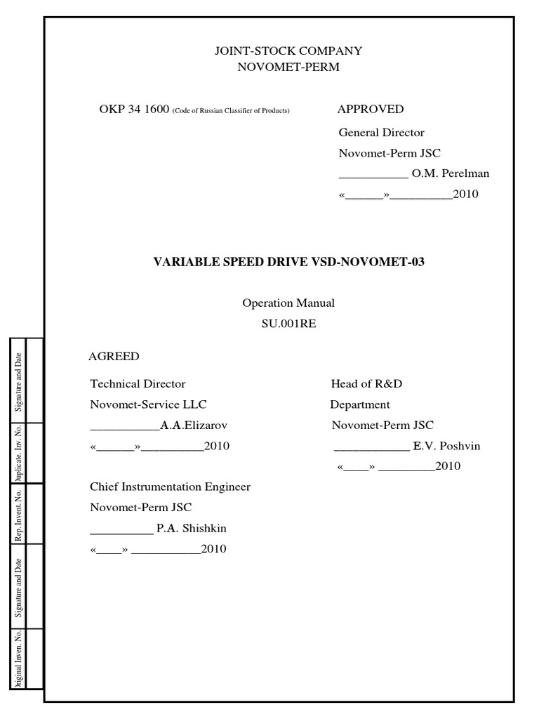 Operation Manual For VSD-NOVOMET-03 Corr | PDF | Electric Motor ...