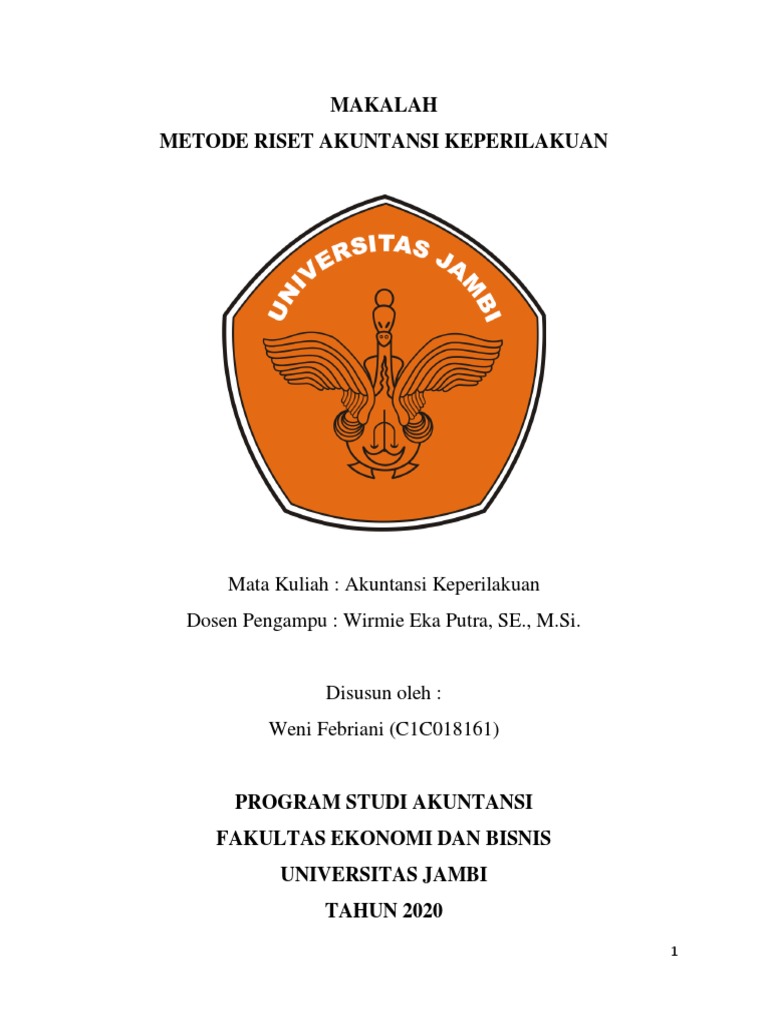 Makalah Metode Riset Akuntansi Keperilak | PDF