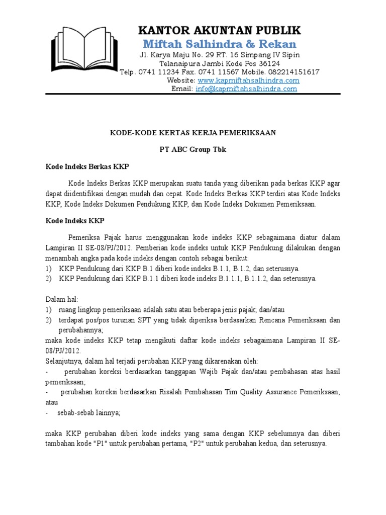 Kode-Kode Kertas Kerja Pemeriksaan | PDF