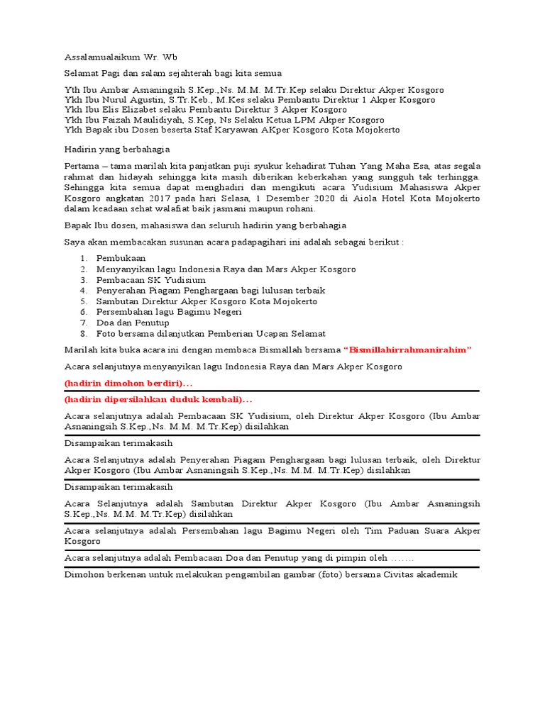 Naskah MC Yudisium | PDF