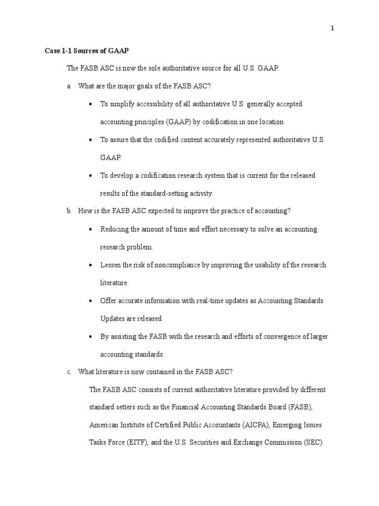 Case 1-1 Sources of GAAP | PDF | Generally Accepted Accounting ...