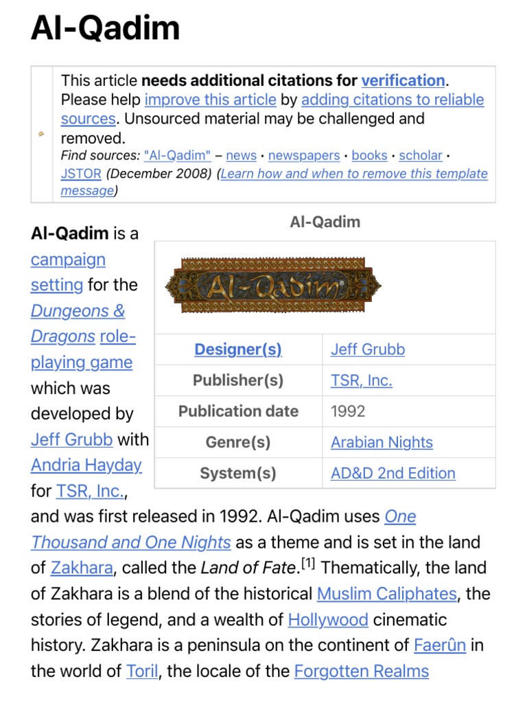 Al-Qadim - Wikipedia | PDF | Dungeons & Dragons Campaign Settings ...