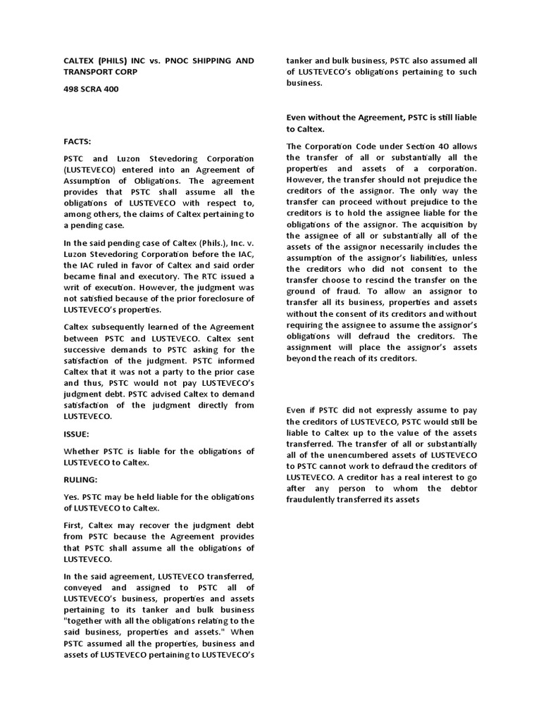 CALTEX v. Luzon Stevedoring Corporation | Download Free PDF ...