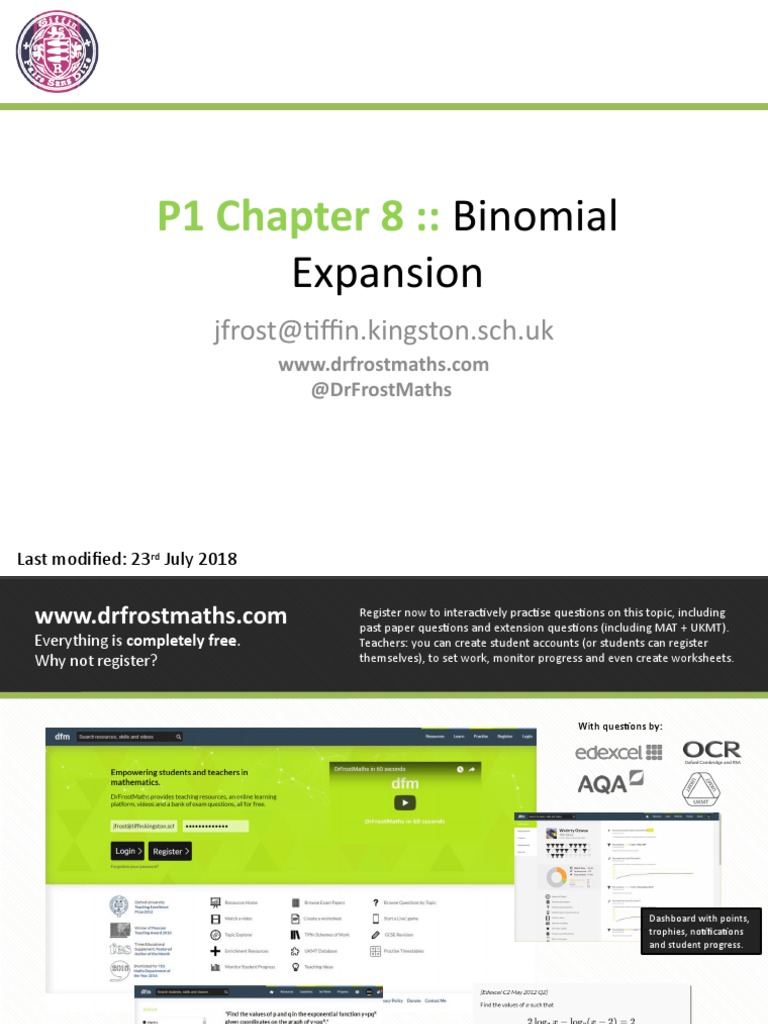 P1 Chapter 8::: Binomial Expansion | PDF | Elementary Mathematics | Numbers