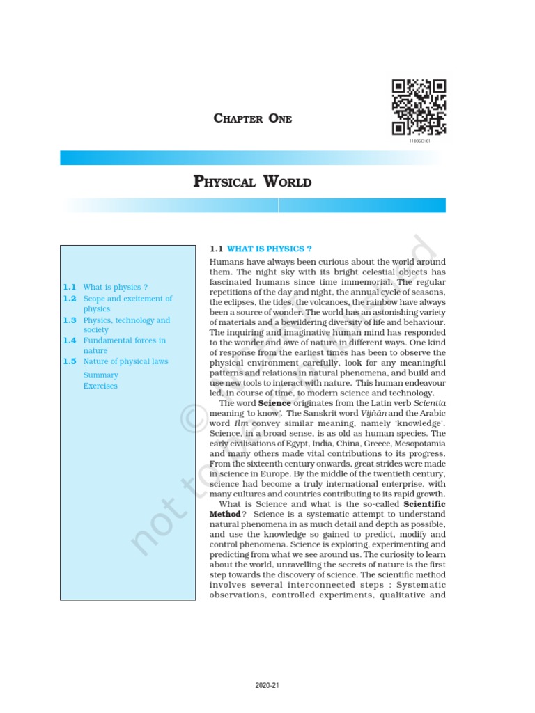 Class 11 Pysics NCERT Textbook Chapter 1 Physical World | PDF