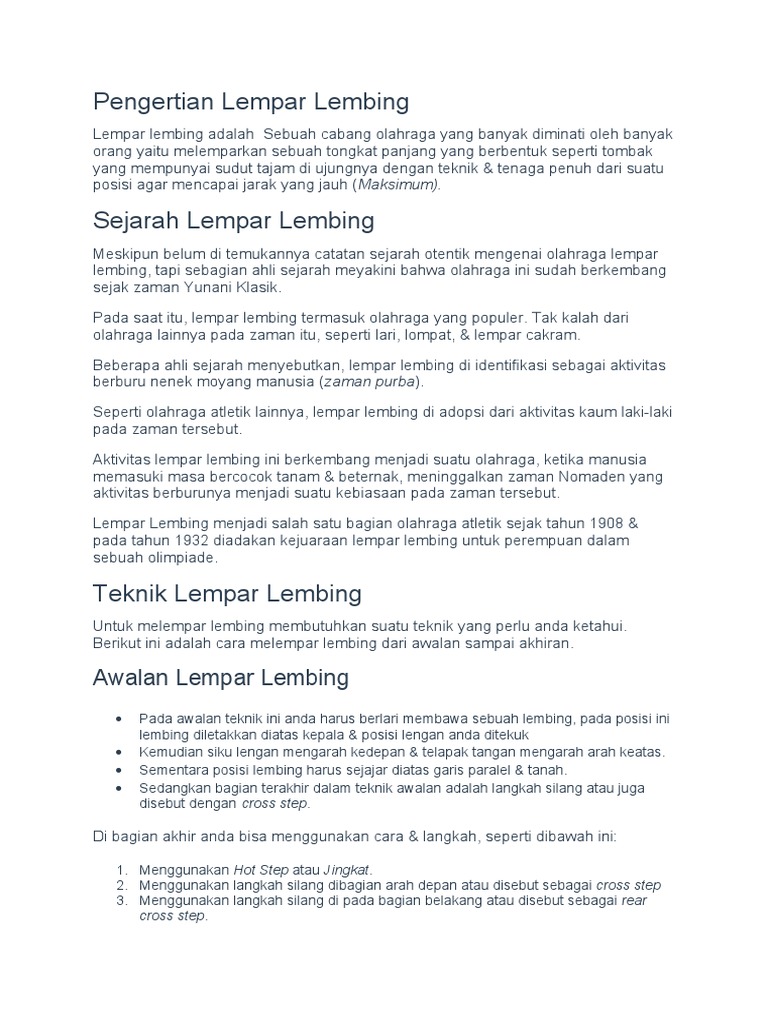 Panduan Lempar Lembing | PDF | Olahraga & Rekreasi