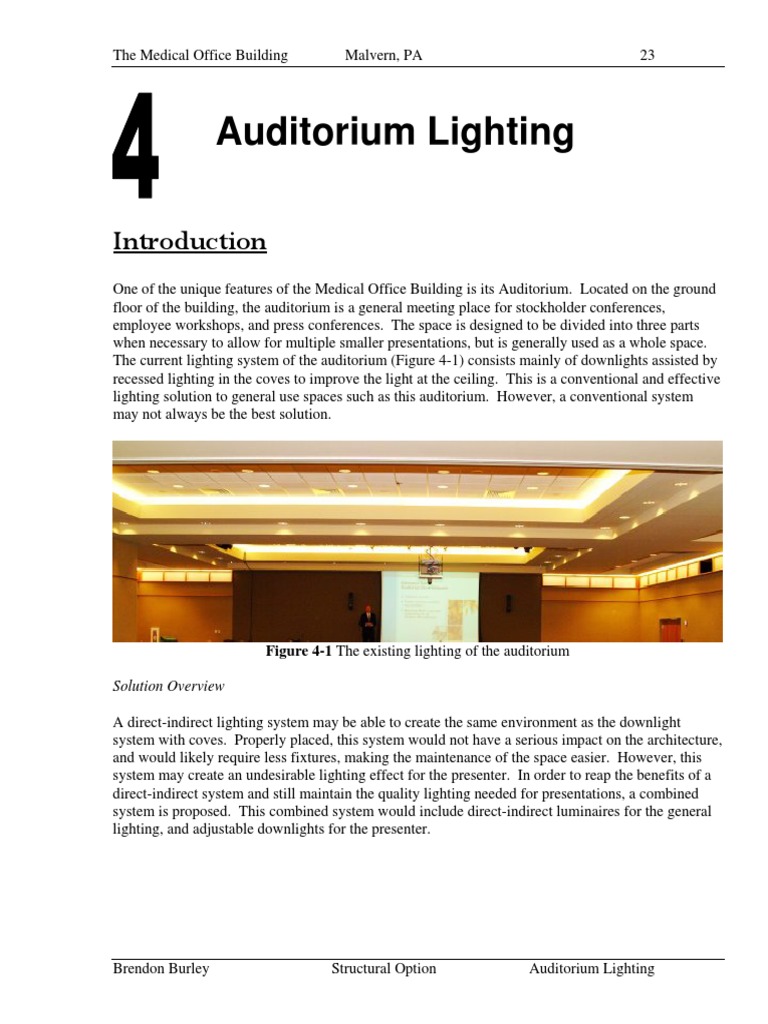 Auditorium Lighting: Solution Overview | PDF | Lighting | Interior Design