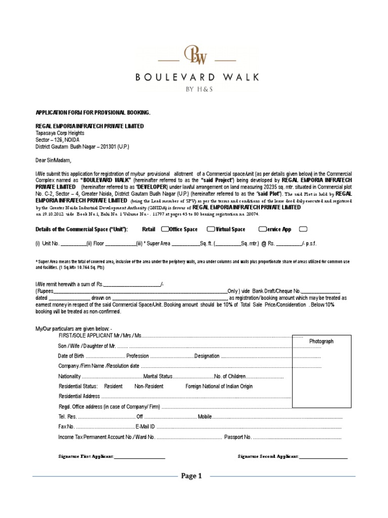 Application Form BW 1 | PDF | Lease | Taxes