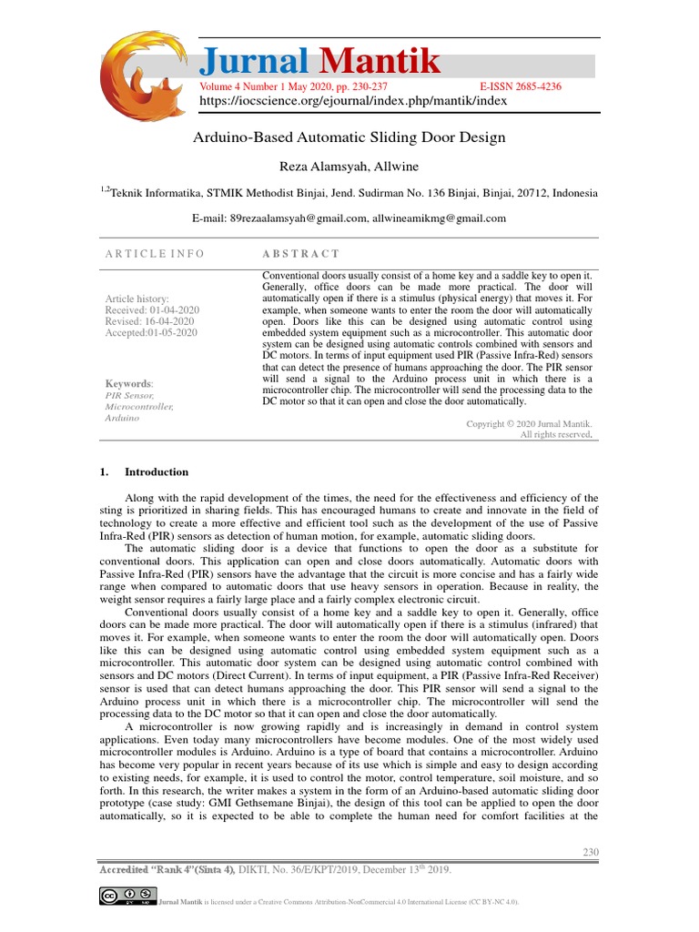 Arduino-Based Automatic Sliding Door Design | PDF | Arduino | Rectifier